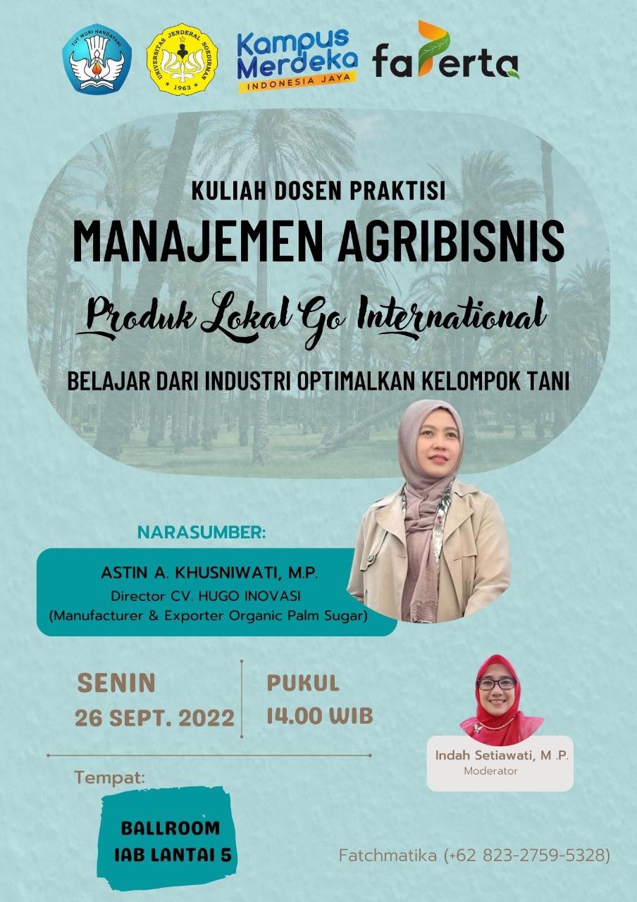 KULIAH DOSEN PRAKTISI MATA KULIAH MANAJEMEN AGRIBISNIS – Sosial Ekonomi Pertanian